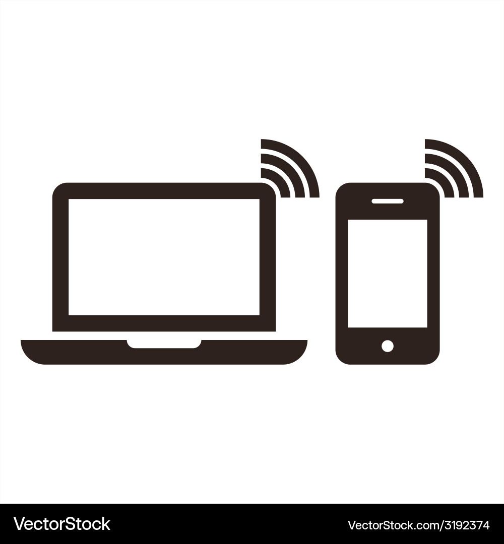 Laptop mobile phone and wireless network icon Vector Image