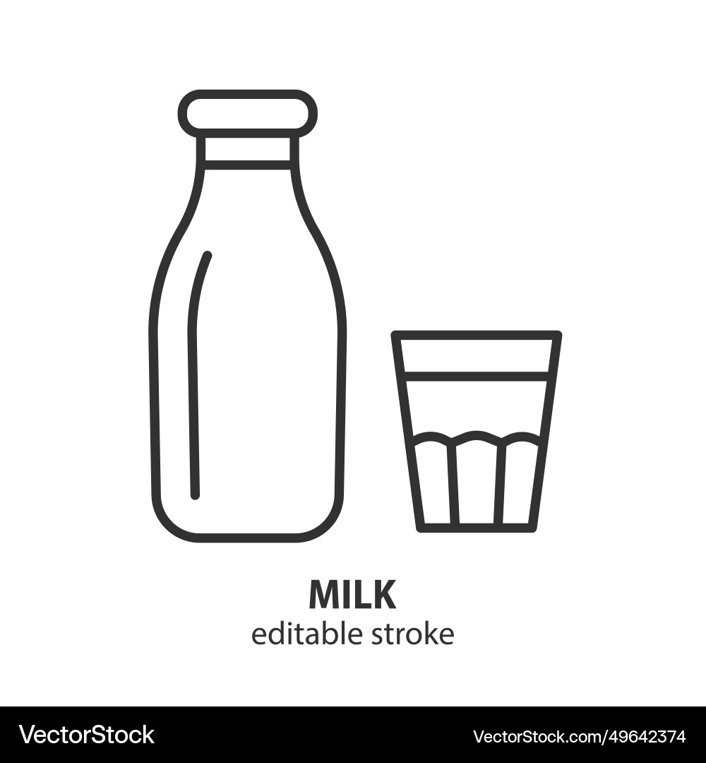 Milk line icon dairy product Royalty Free Vector Image