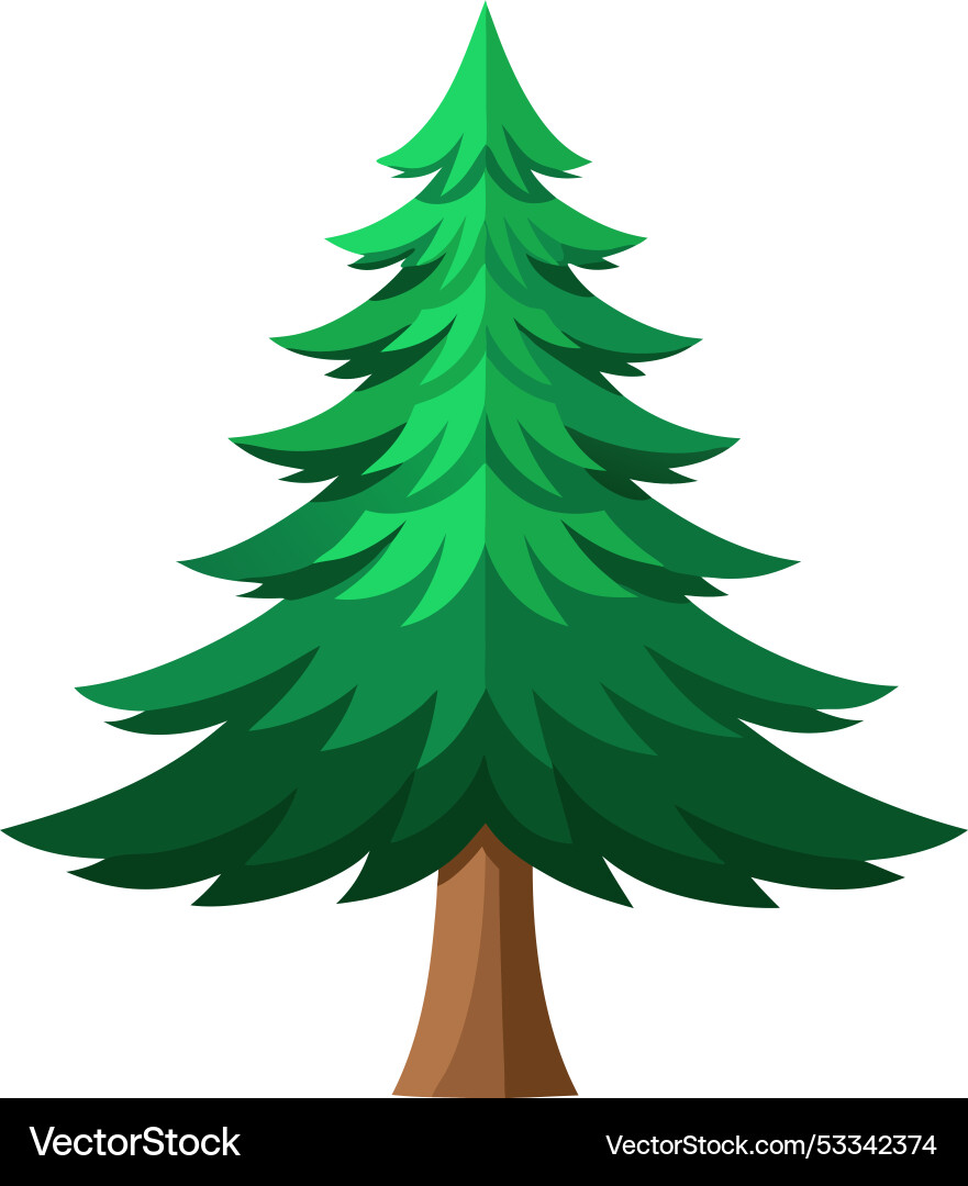 Pine tree clipart cartoon style Royalty Free Vector Image