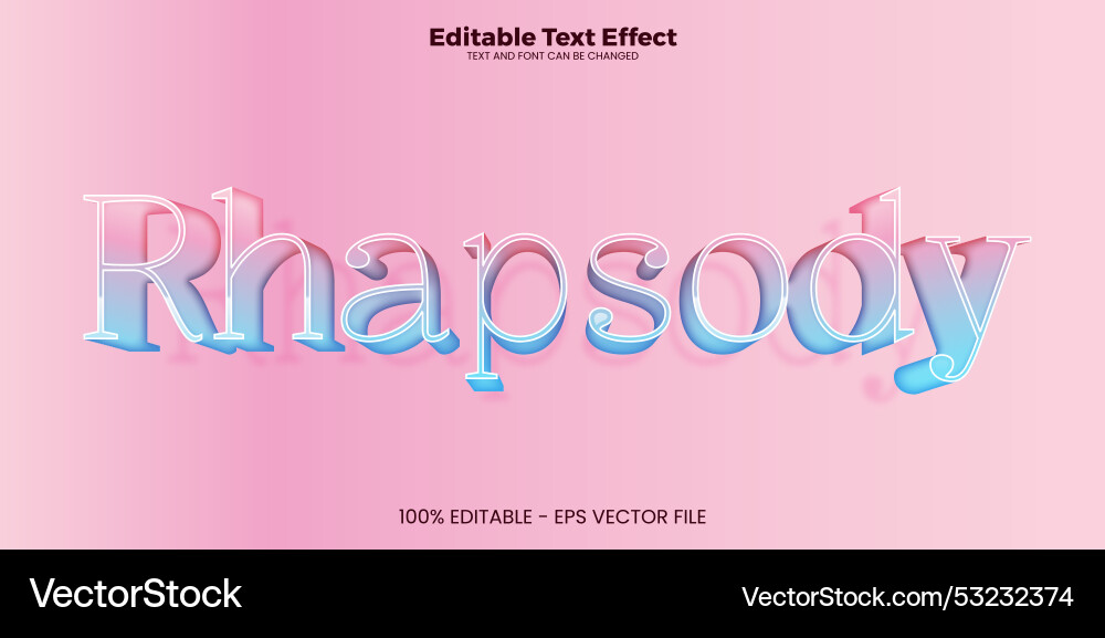 Rhapsody editable text effect in modern trend Vector Image