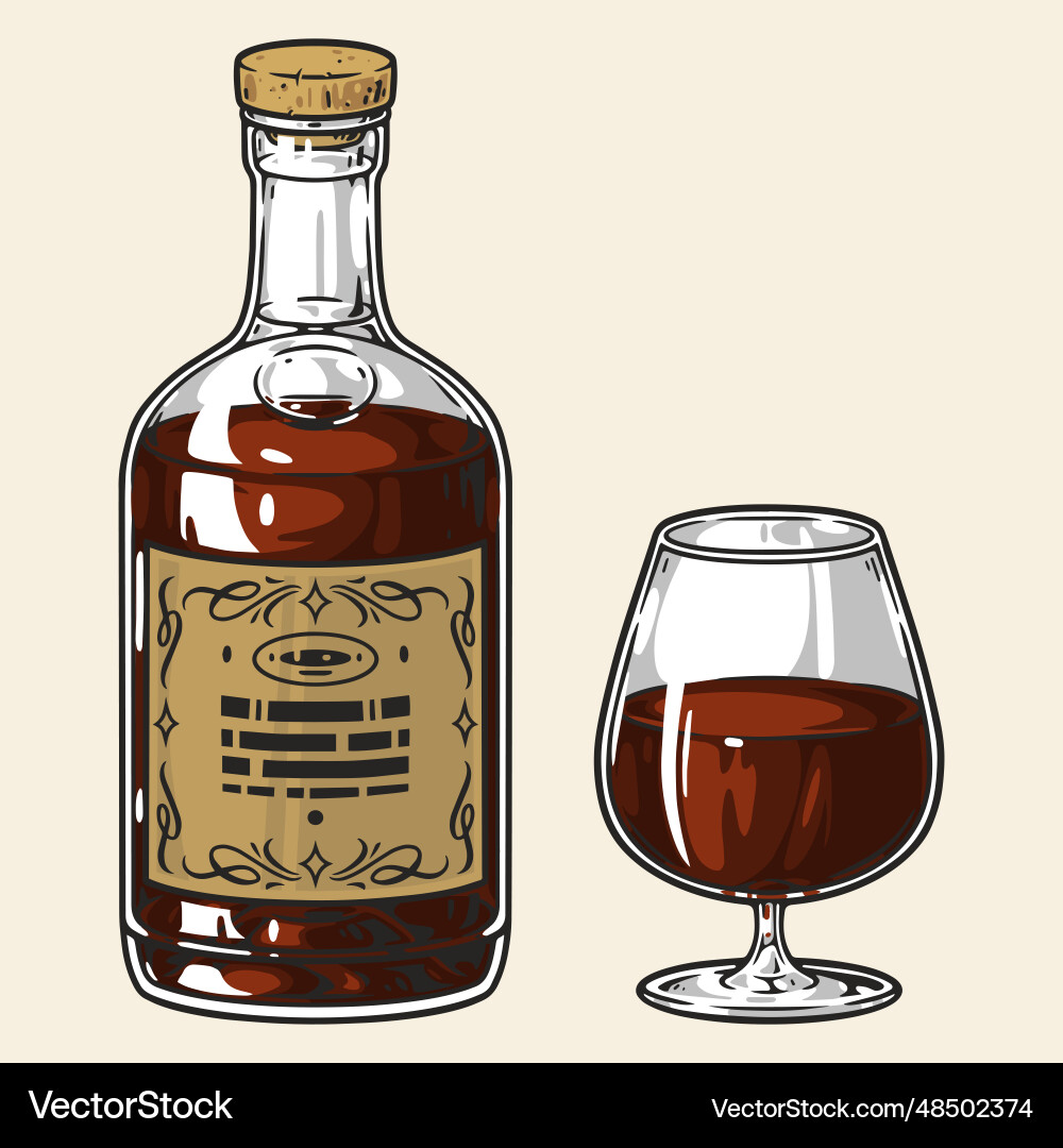 Rum drink detailed emblem colorful Royalty Free Vector Image