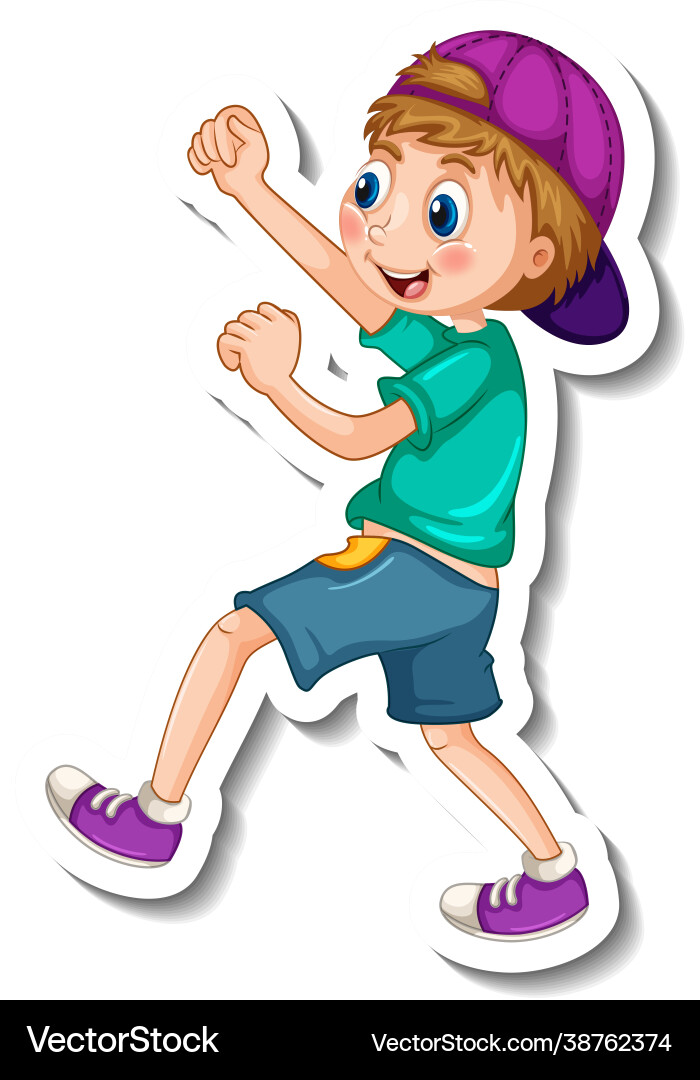 Sticker template with a boy cartoon character Vector Image