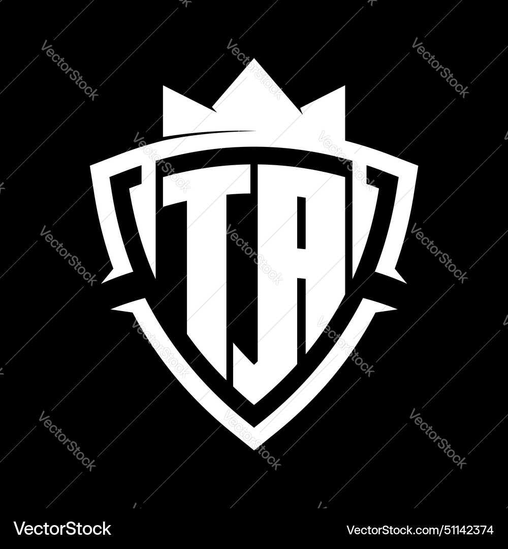 Ta letter monogram with triangle curve shield Vector Image