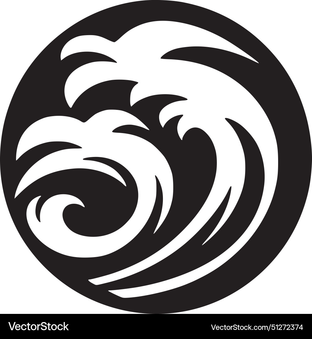 Waves - black and white isolated icon Royalty Free Vector