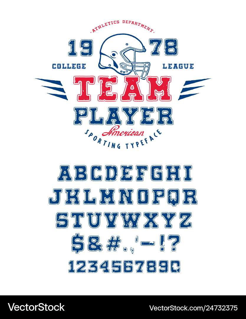 Font team player Royalty Free Vector Image - VectorStock
