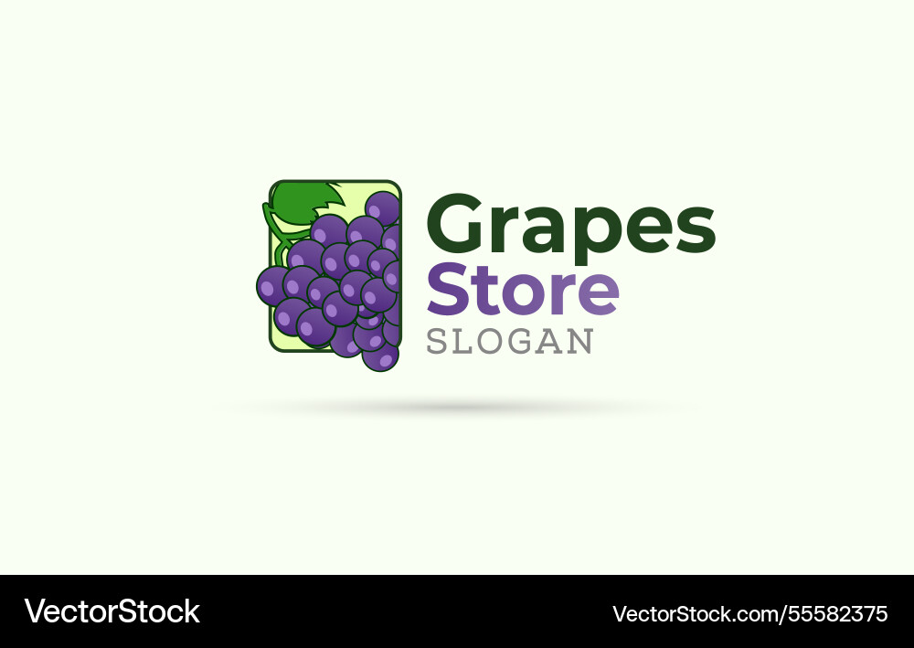 Grapes store logo design Royalty Free Vector Image