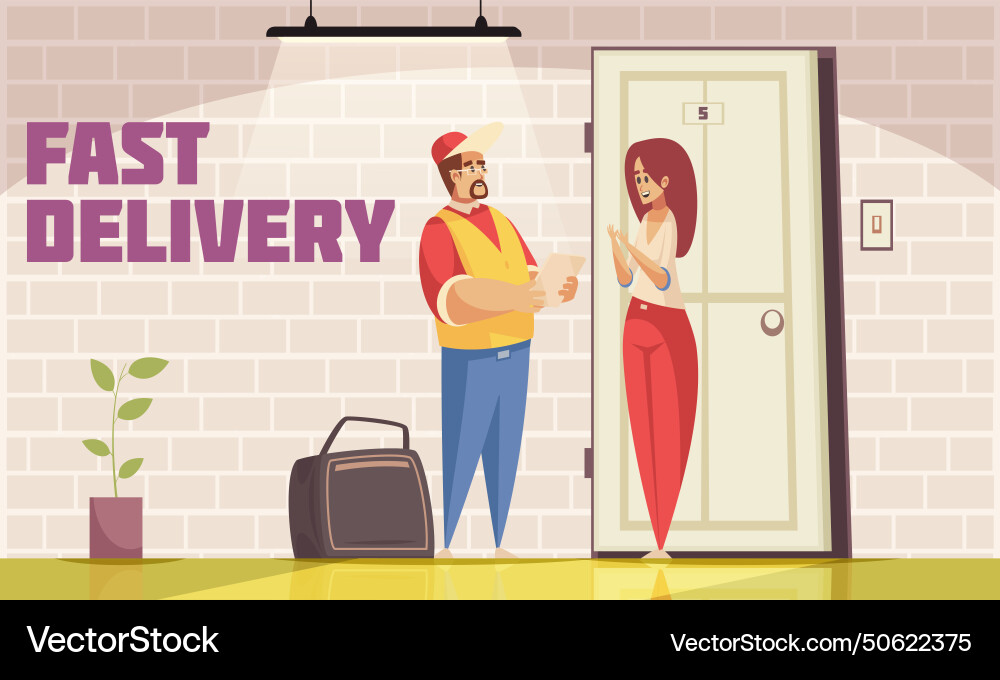 Indoor delivery home composition Royalty Free Vector Image