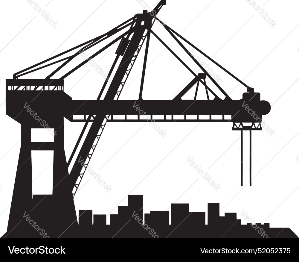 Marine terminal symbol crane logo wharfside Vector Image