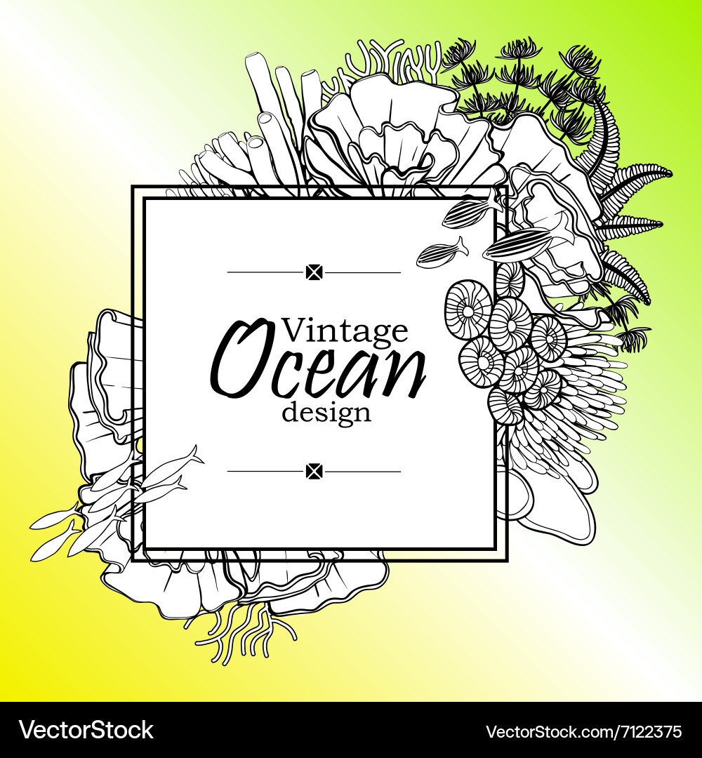 Ocean line art design Royalty Free Vector Image