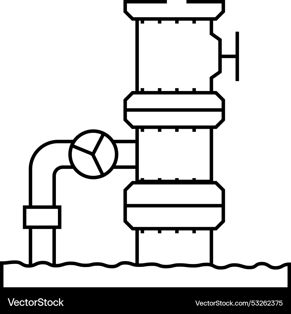 Oil wellhead petroleum engineer line icon Vector Image