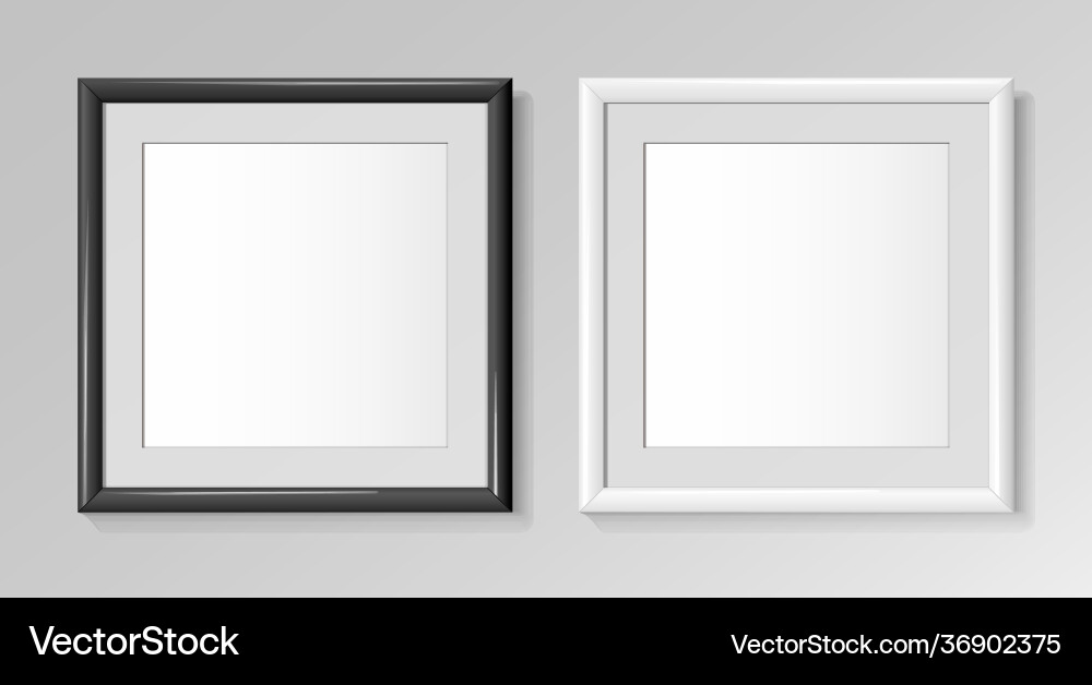 Realistic square black and white frames Royalty Free Vector