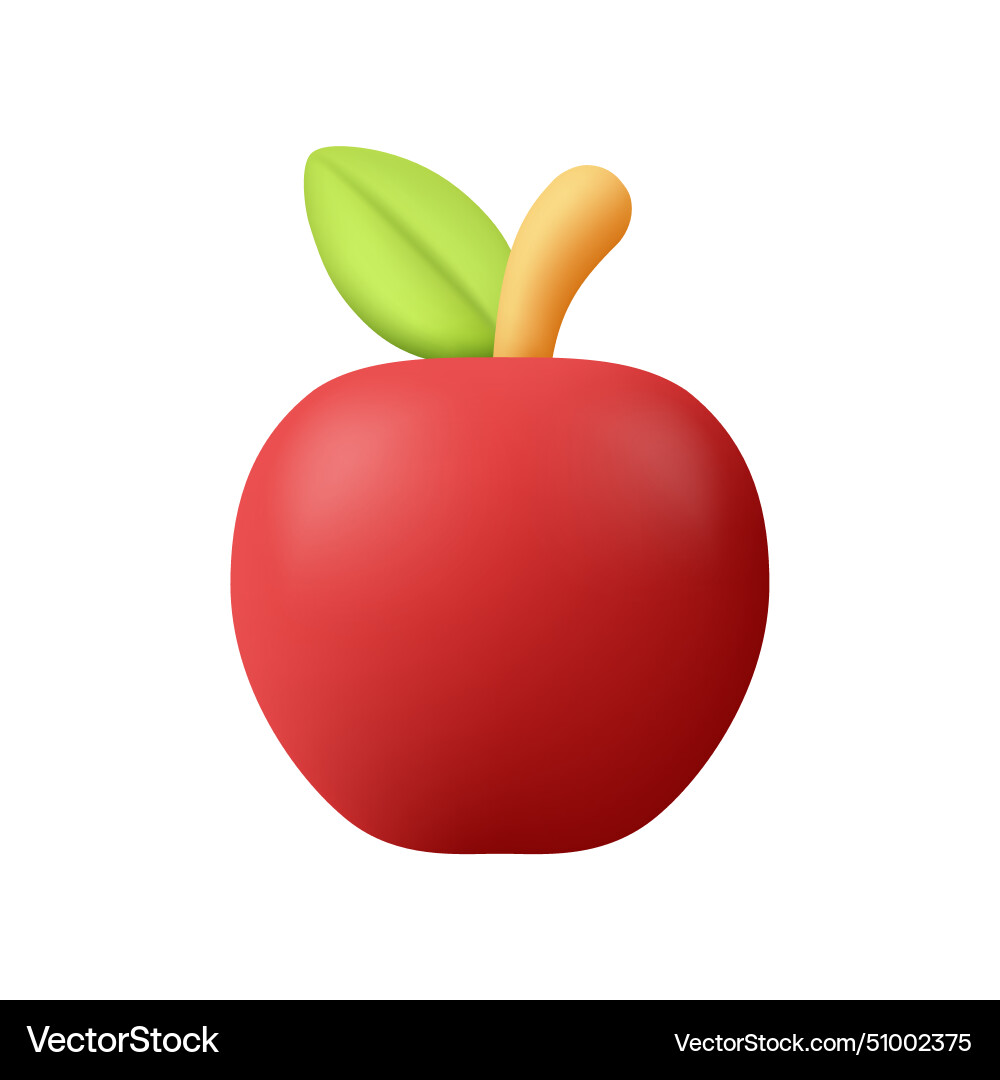 Red apple fruit autumn and summer concept 3d Vector Image