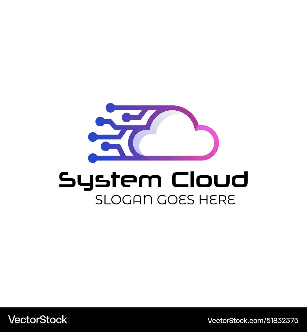 System cloud modern technology logos tech Vector Image