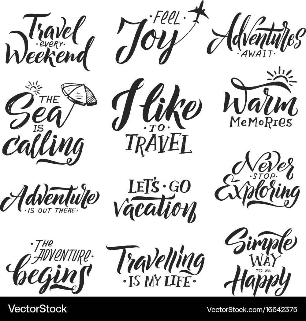 Typography hand writing set motivation words Vector Image
