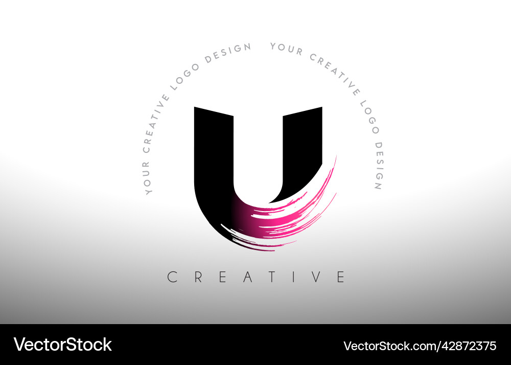 U paint brush letter logo design with artistic Vector Image