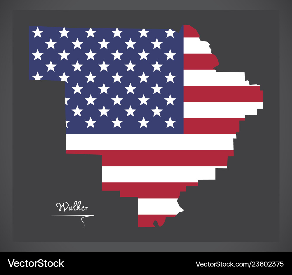 Walker County, Alabama Map with Flag Royalty Free Vector