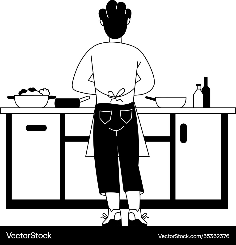 A glyph of a character preparing a me Royalty Free Vector