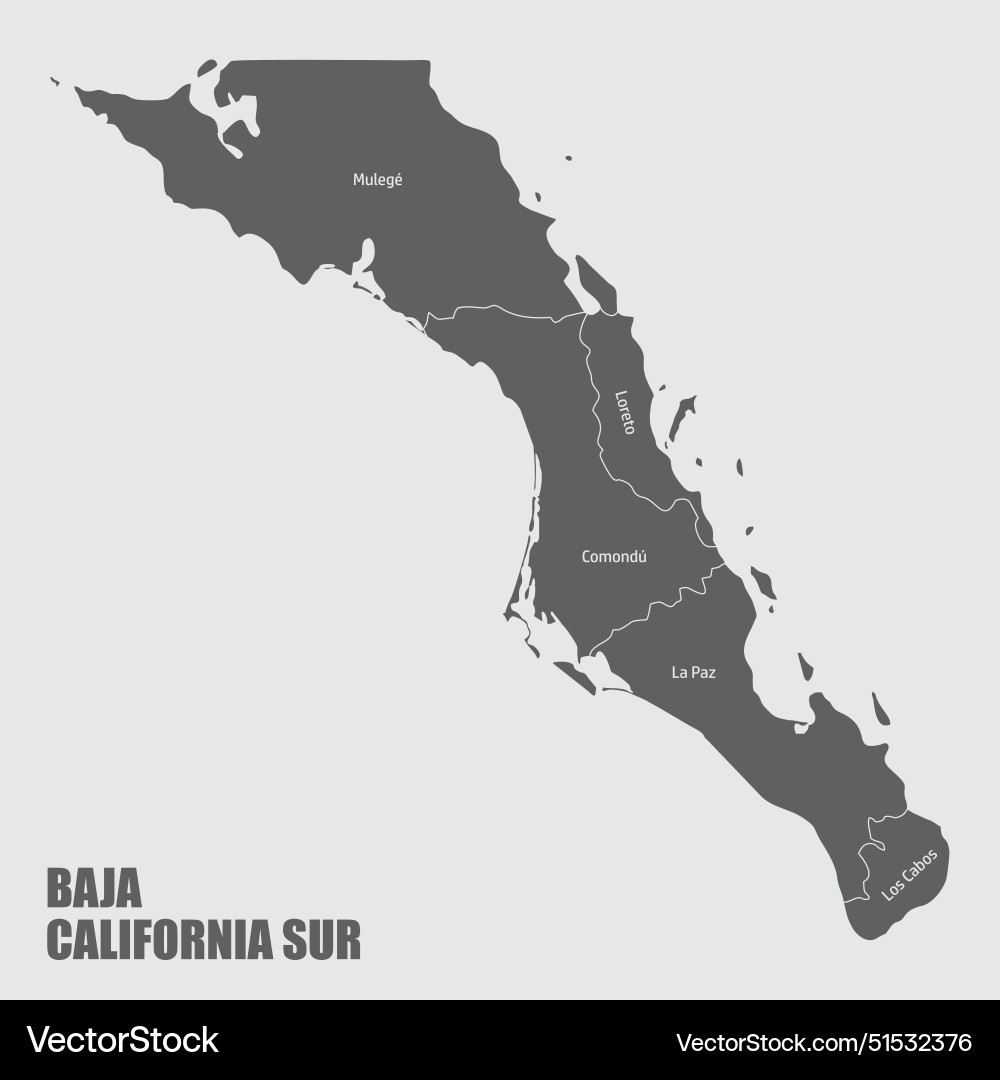 Baja california sur administrative map Royalty Free Vector