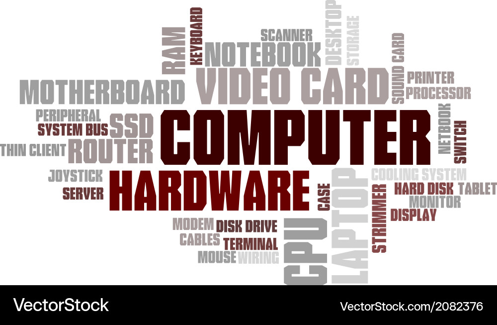 Computer hardware word cloud bubble tag tree Vector Image