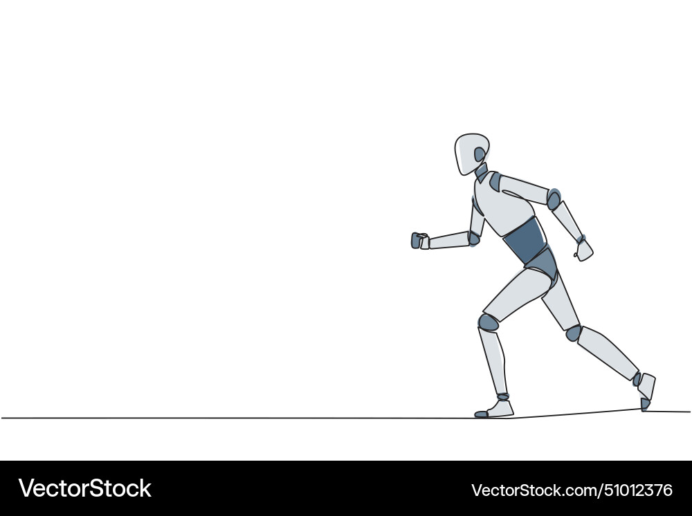 Single one line drawing smart robotic doing light Vector Image