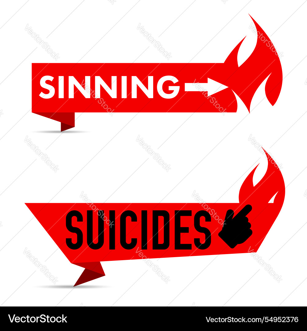 Sins and suicides lead to hellfire banner 3d Vector Image