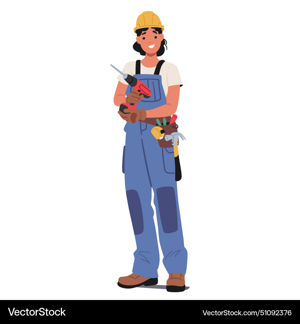 Sturdy female construction worker wearing Vector Image