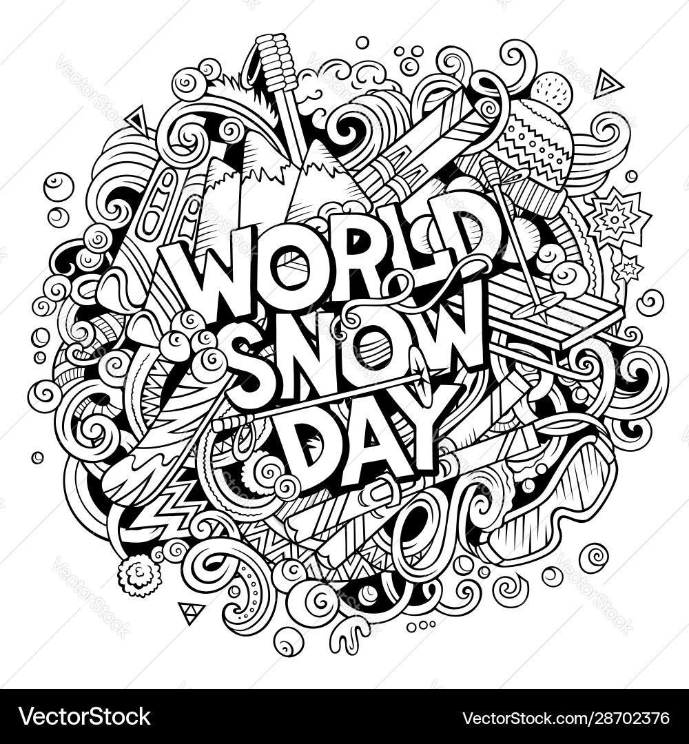 World snow day hand drawn cartoon doodles Vector Image