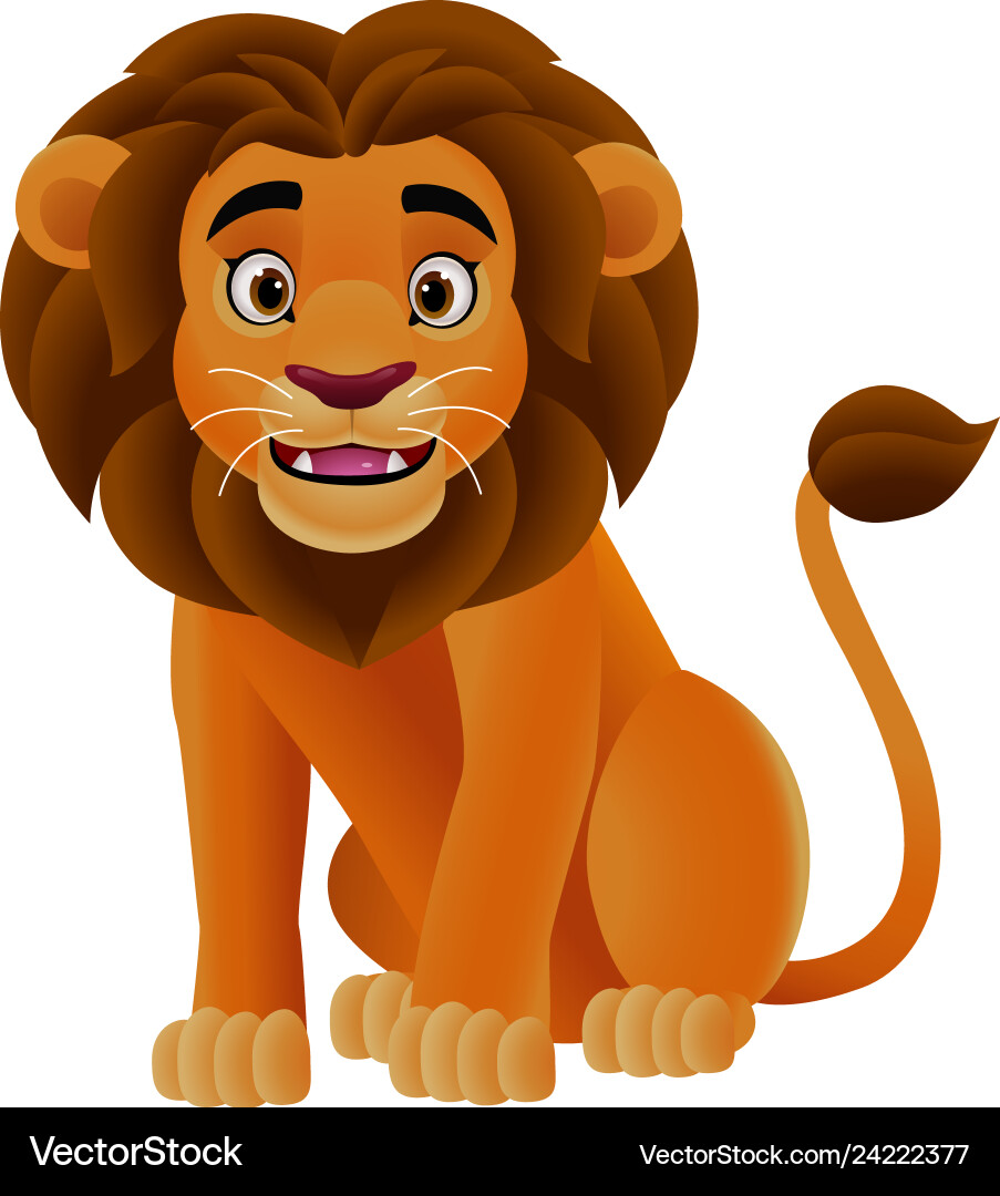 Cartoon happy lion isolated on white background Vector Image