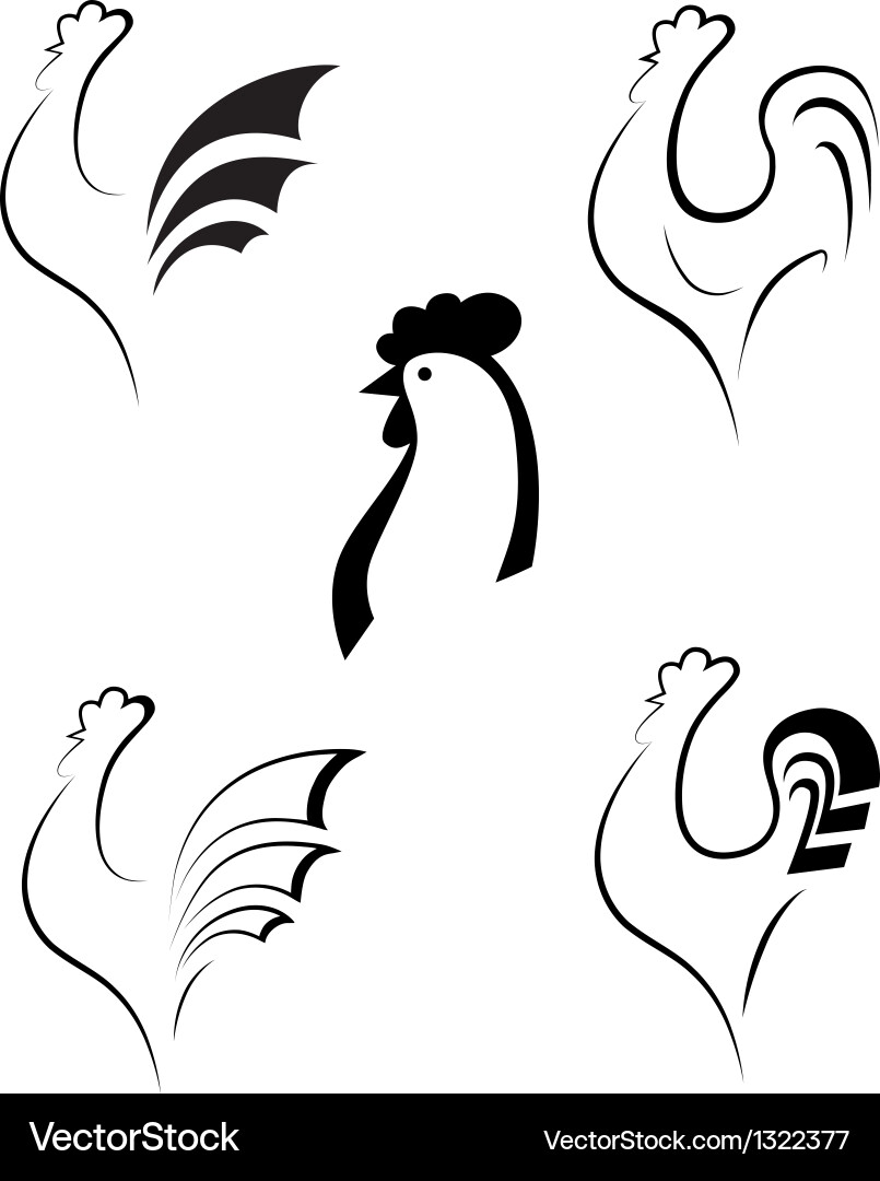 Chicken and cockerel Royalty Free Vector Image