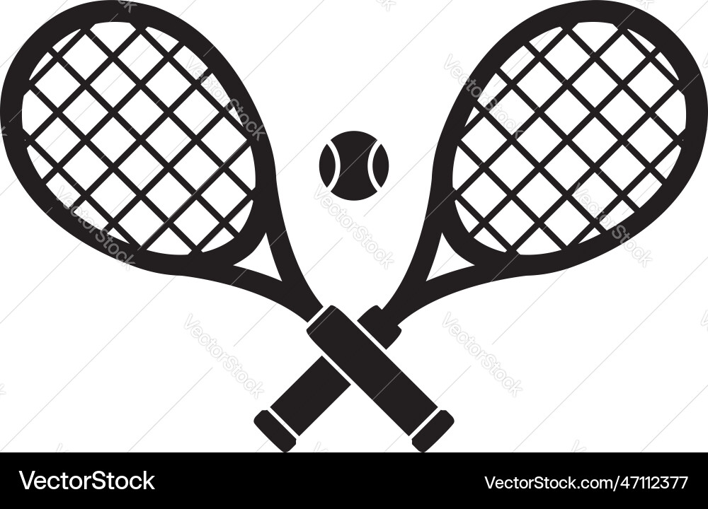 Crossed tennis rackets and ball Royalty Free Vector Image