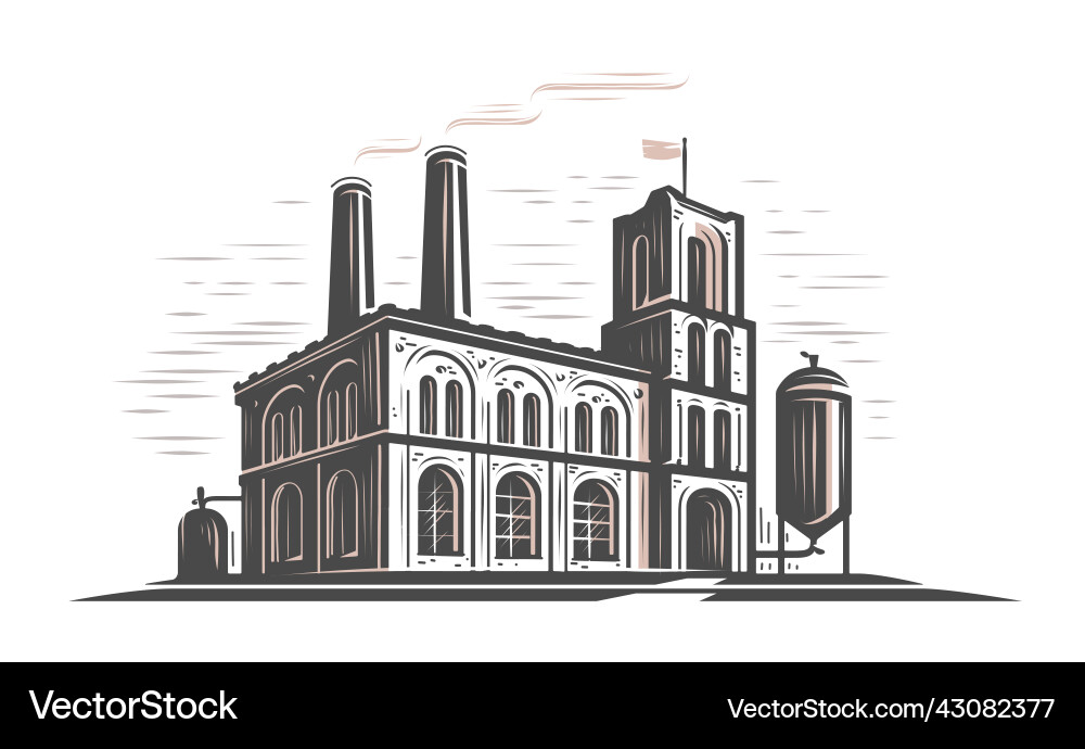 Industrial factory building logo design Royalty Free Vector