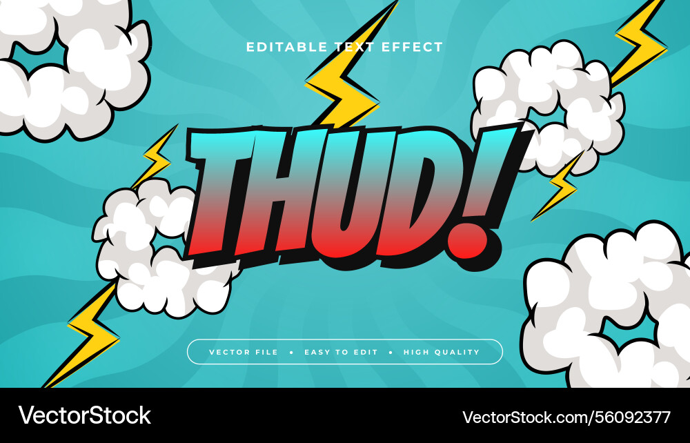 Red green and white thud 3d editable text effect Vector Image