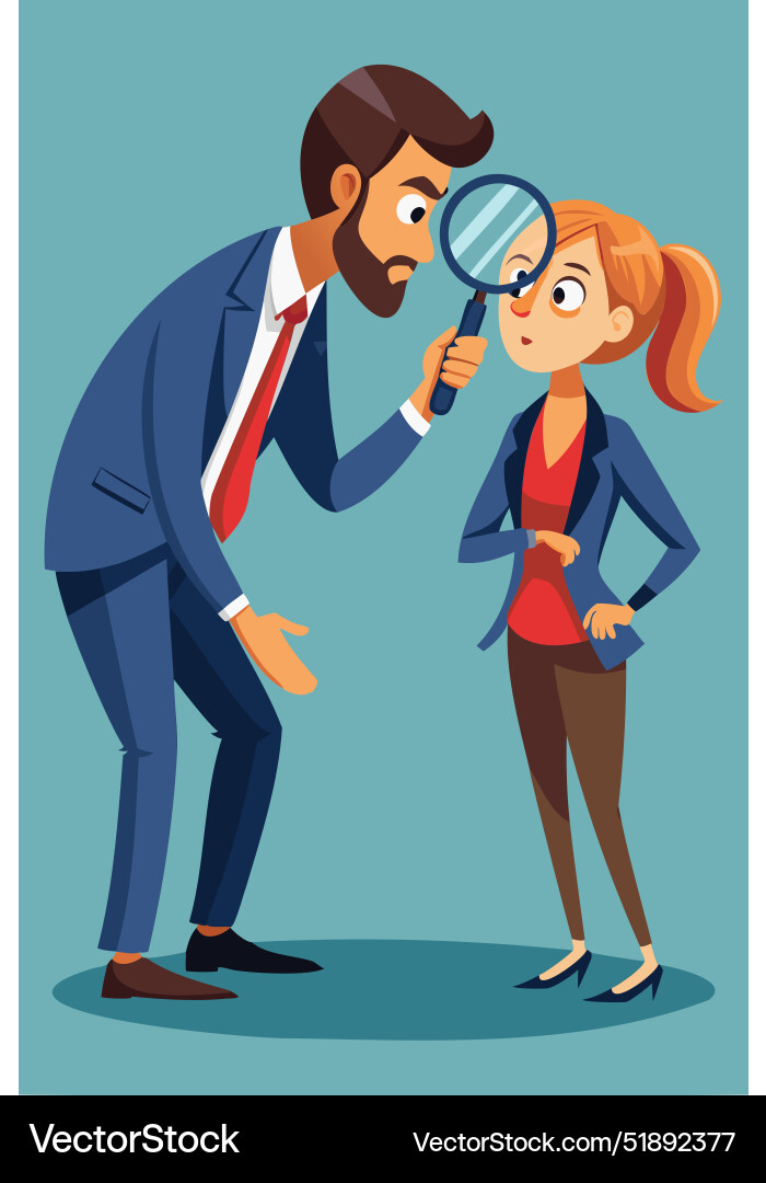 Scrutiny in business partnership Royalty Free Vector Image