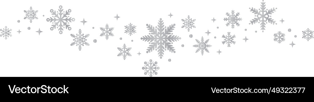 Silver gradient snowflake decorative boarder Vector Image