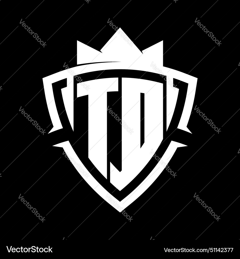 Td letter monogram with triangle curve shield Vector Image