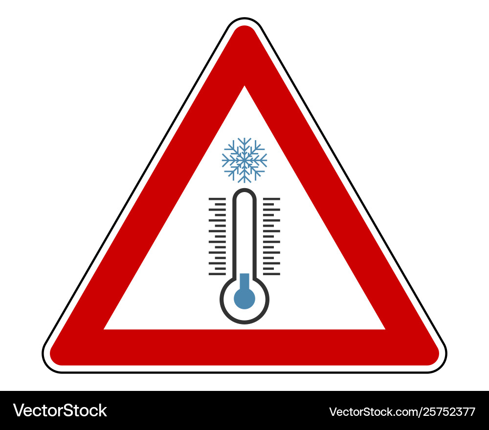 Traffic warning sign cold on white Royalty Free Vector Image