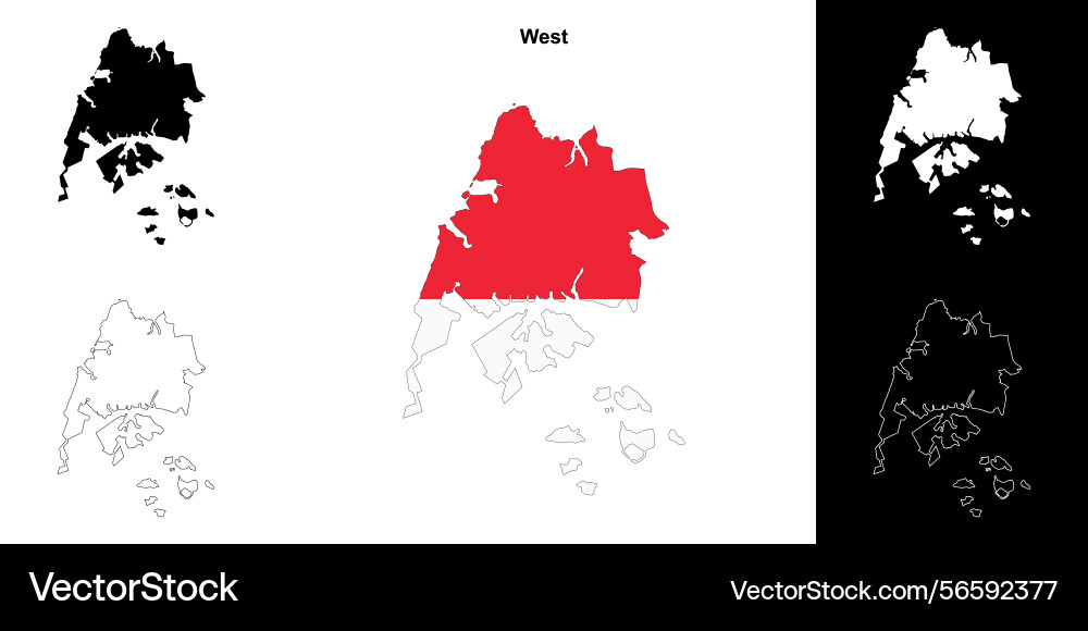 West outline map Royalty Free Vector Image - VectorStock
