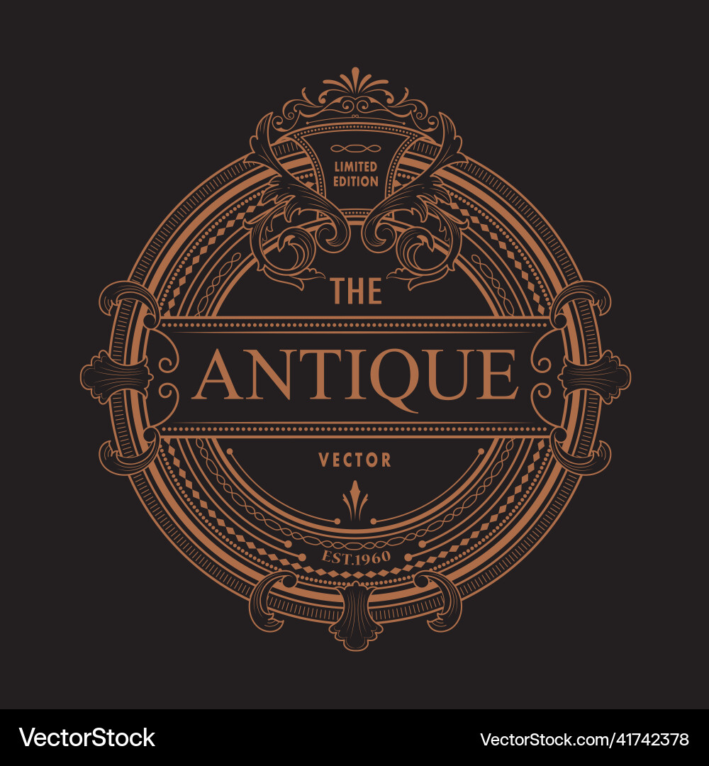 Antique frame logo vintage border western label Vector Image