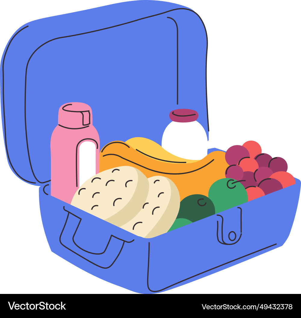 Balanced meal in lunchbox eating and dieting Vector Image