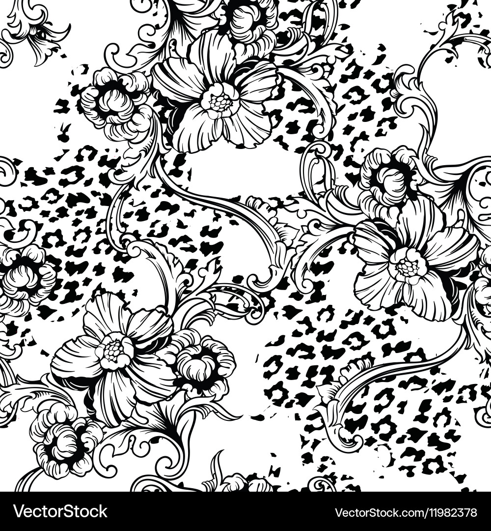Baroque Leopard Fabric Pattern Royalty Free Vector Image