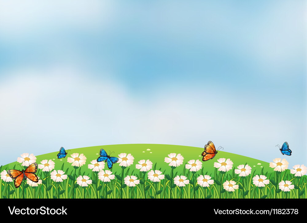 Butterflies in field Royalty Free Vector Image