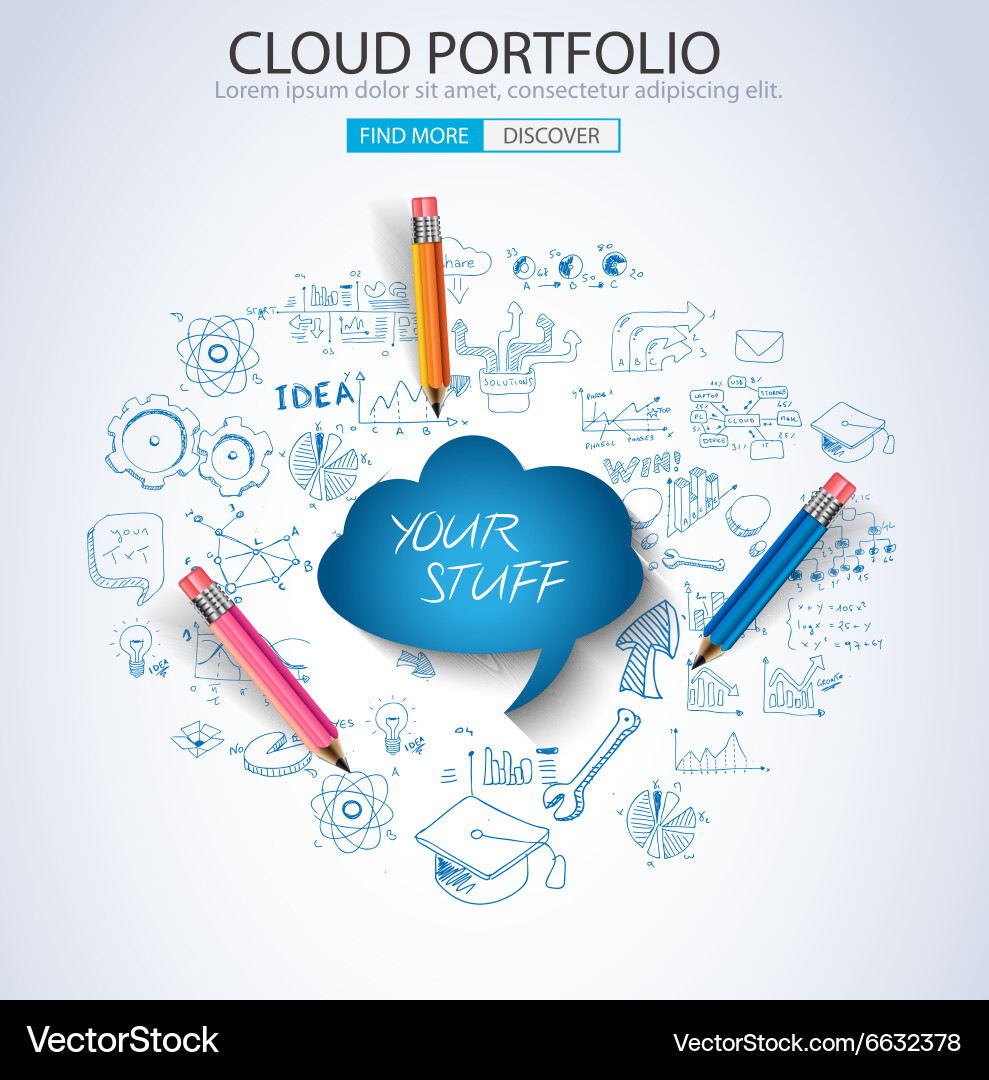 Cloud Portfolio – Doodle Concept Royalty Free Vector