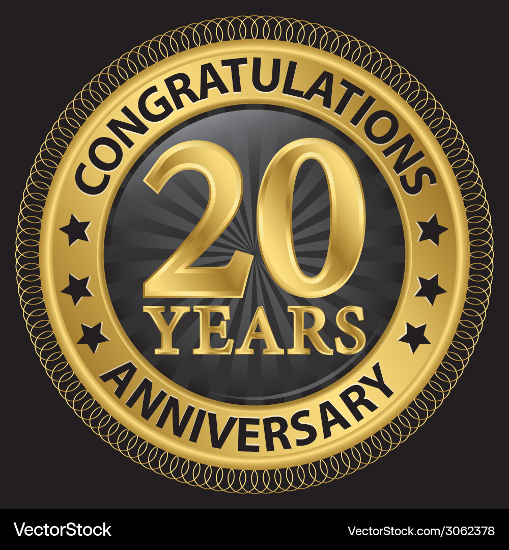 Gold Anniversary Celebration - 20 Years Royalty Free Vector