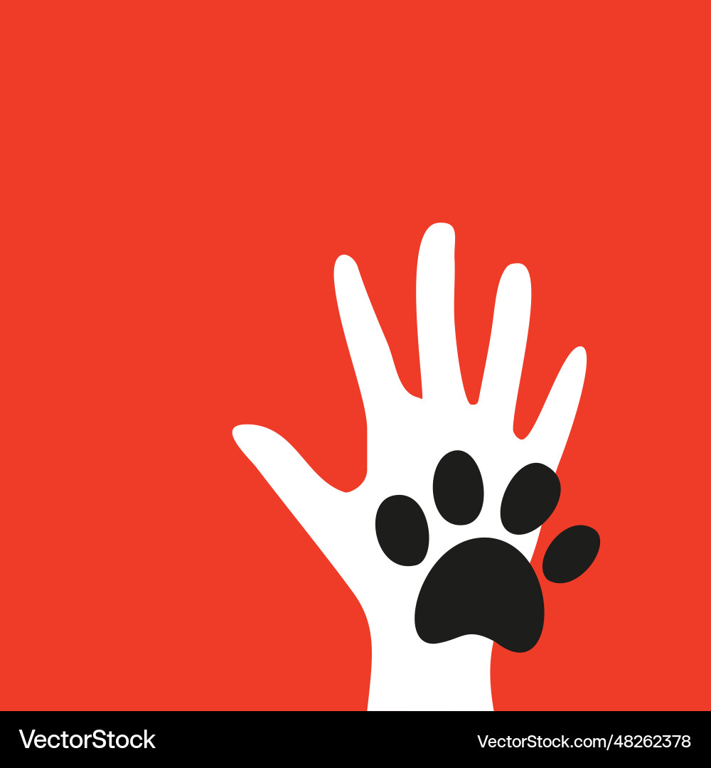 Hand and Paw Print Royalty Free Vector Image - VectorStock