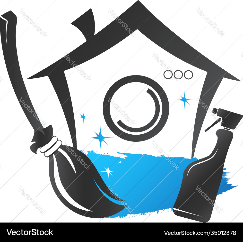 House cleaning and washing symbol Royalty Free Vector Image