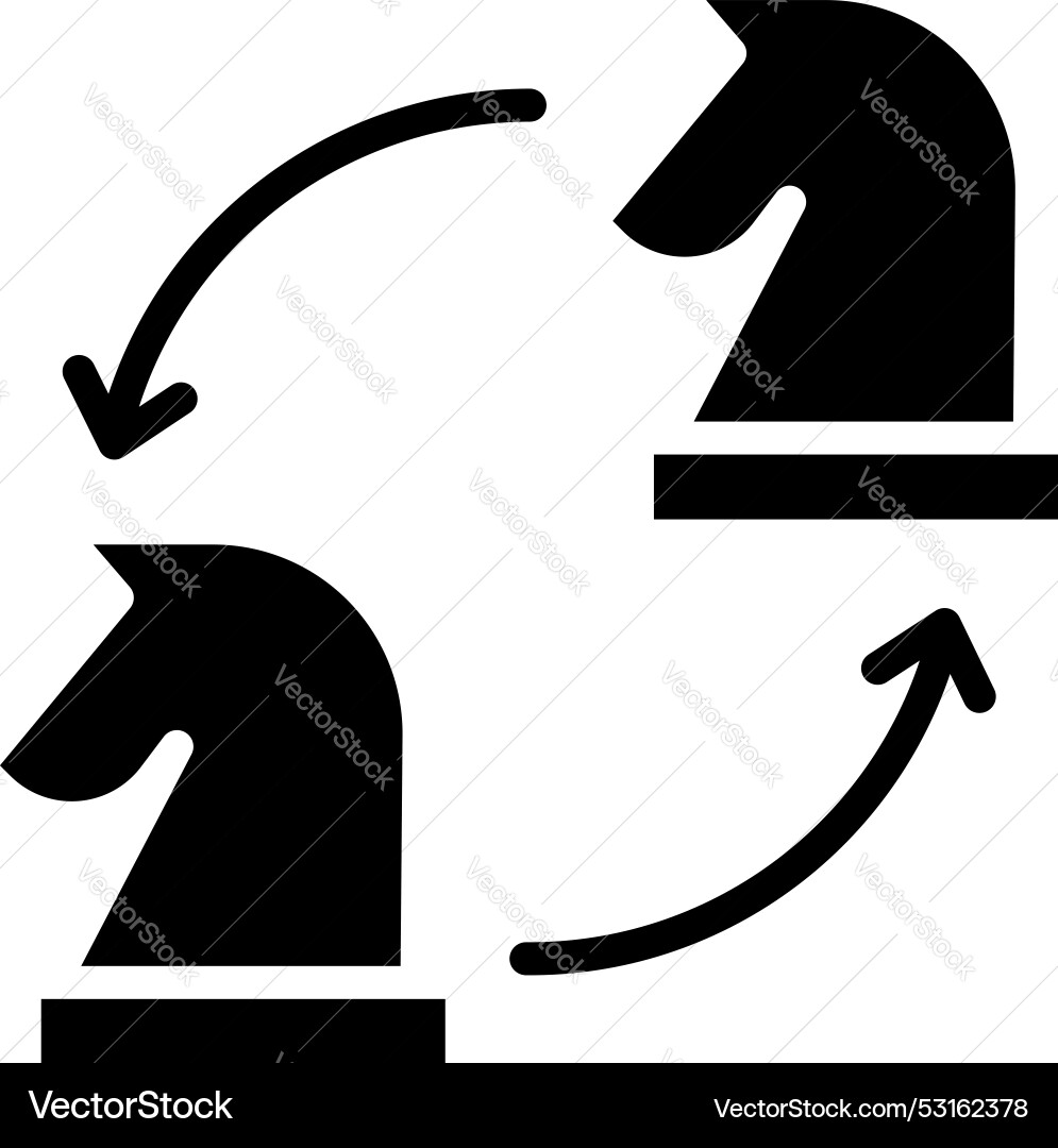 Icon two knight switch position chess piece Vector Image