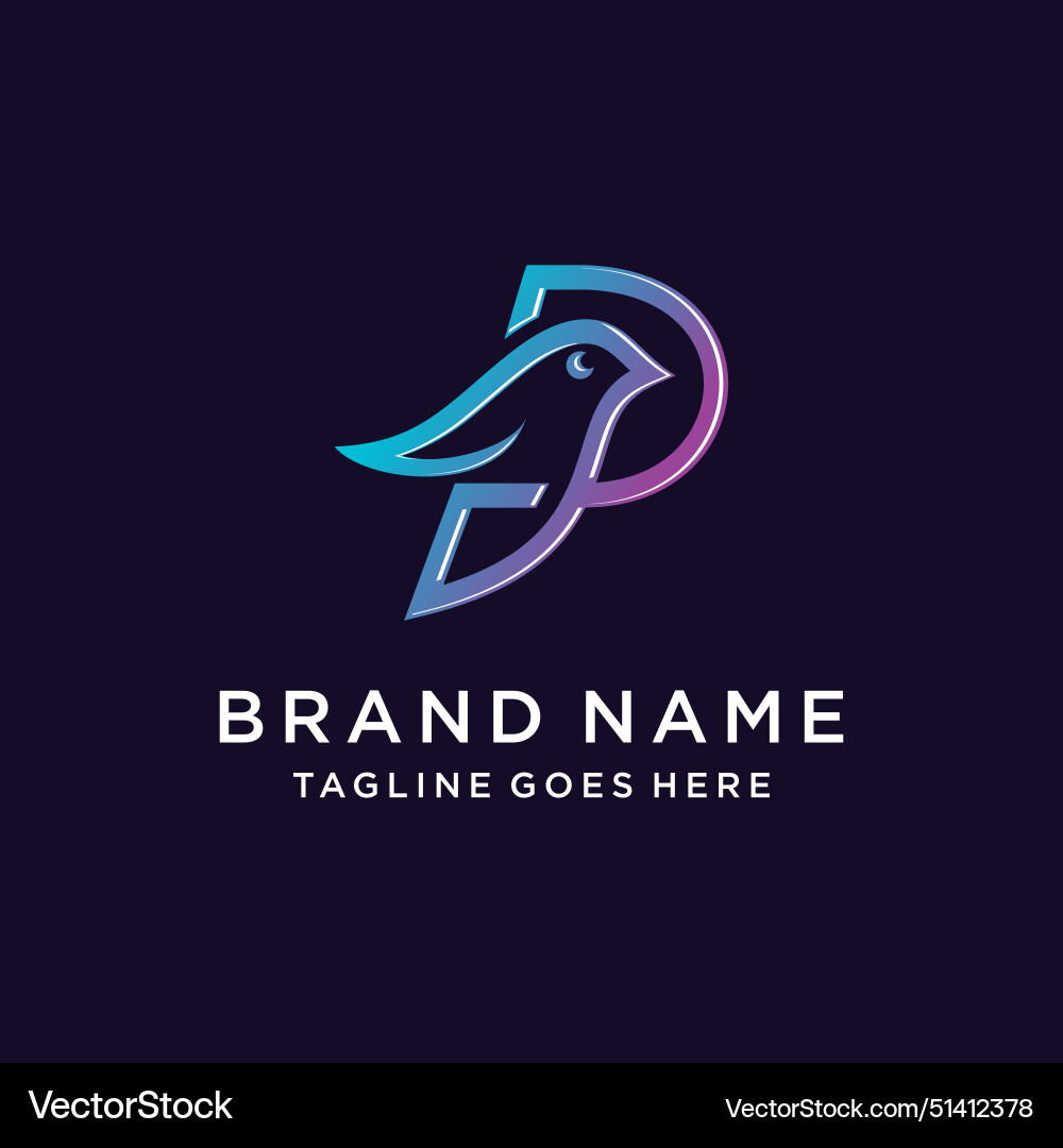 Letter p bird logo Royalty Free Vector Image - VectorStock