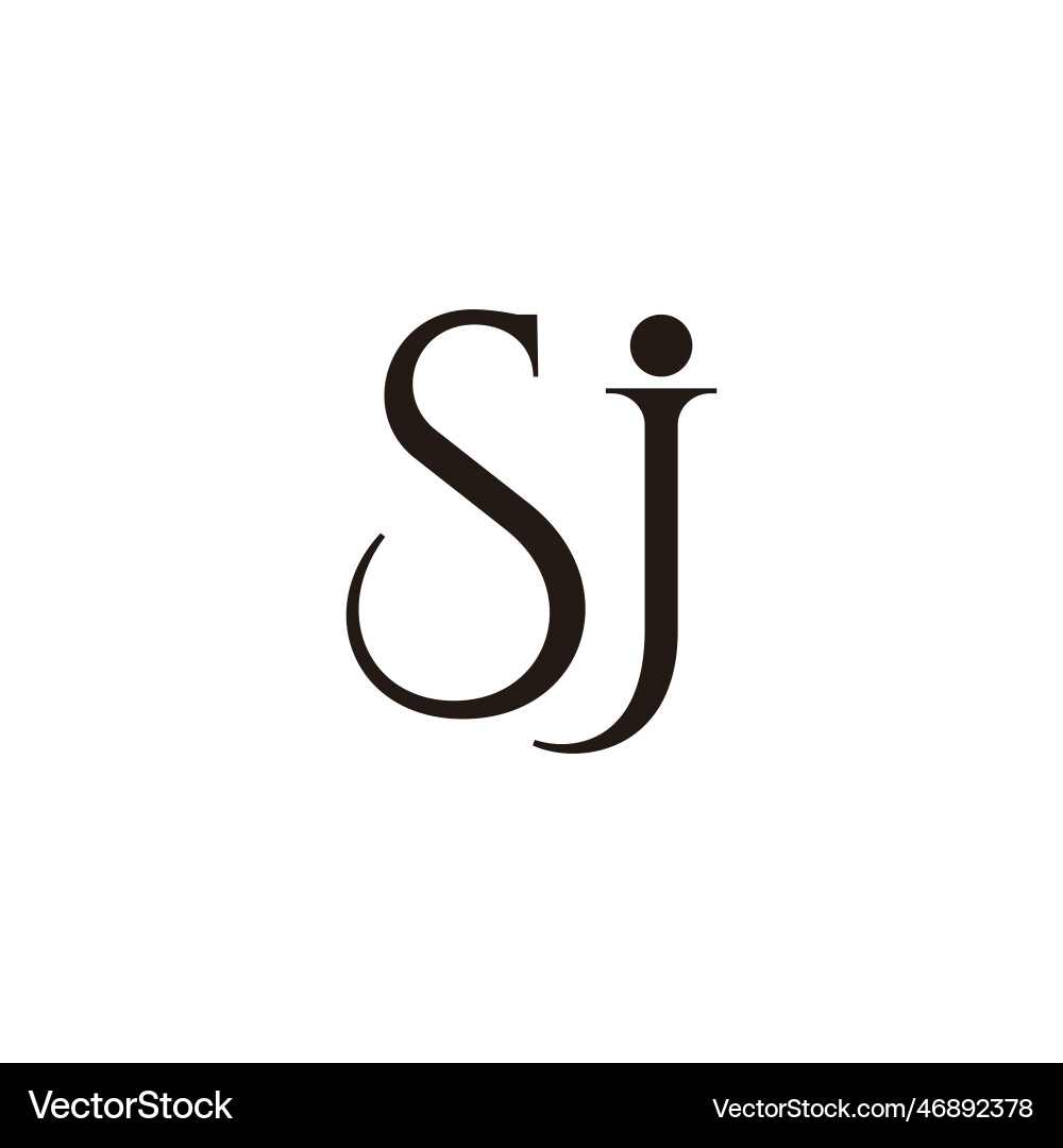 Letter sj simple serif font logo Royalty Free Vector Image