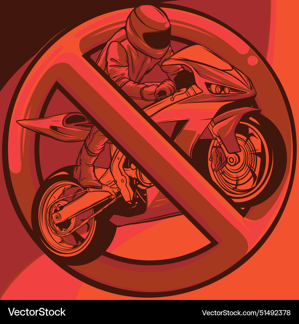 Motorcycle prohibition sign Royalty Free Vector Image