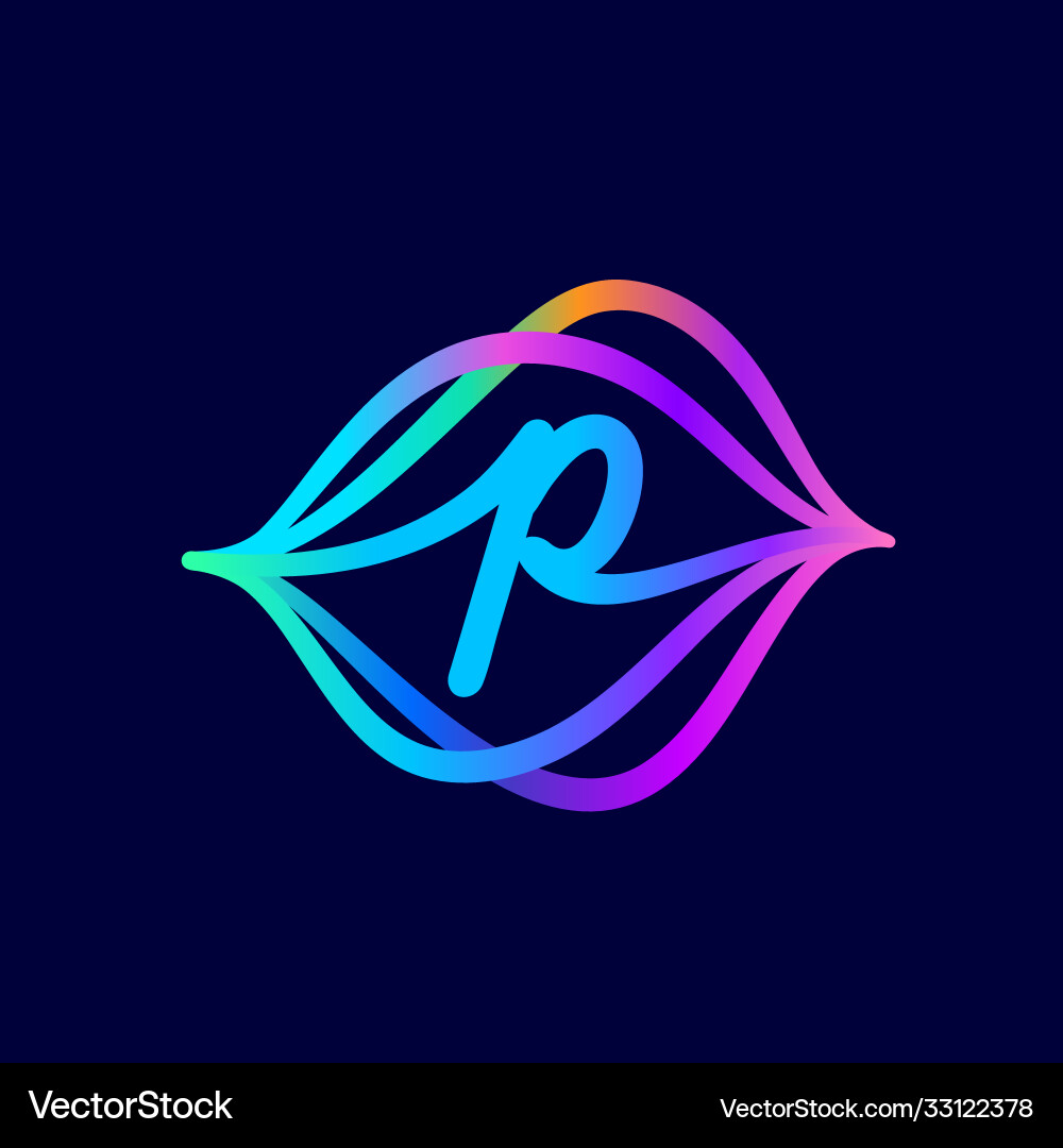 P Buchstaben-Logo mit Schallwellenstrom Lizenzfreier Vektor